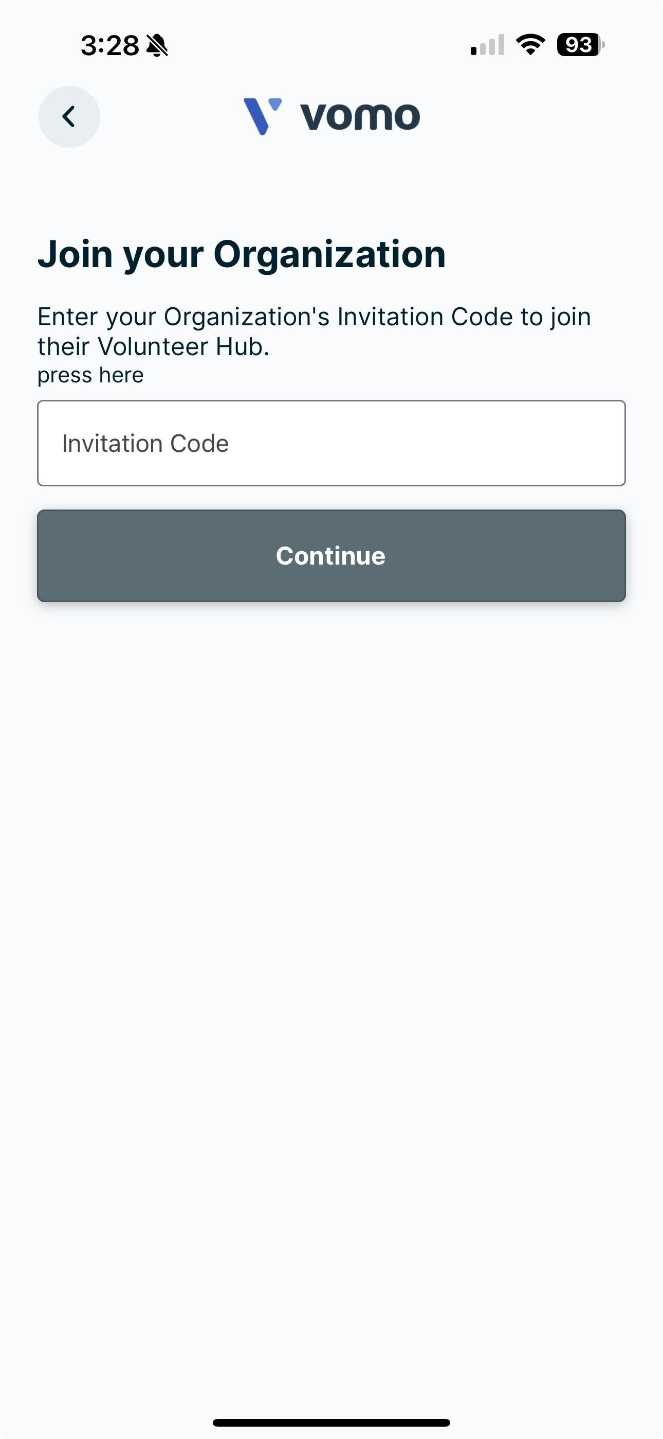 How do I join my organization on VOMO via the VOMO app – VOMO